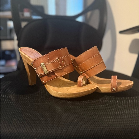 Michael Kors | Shoes | Michael Kors Brown Leather Mules With Buckle ...